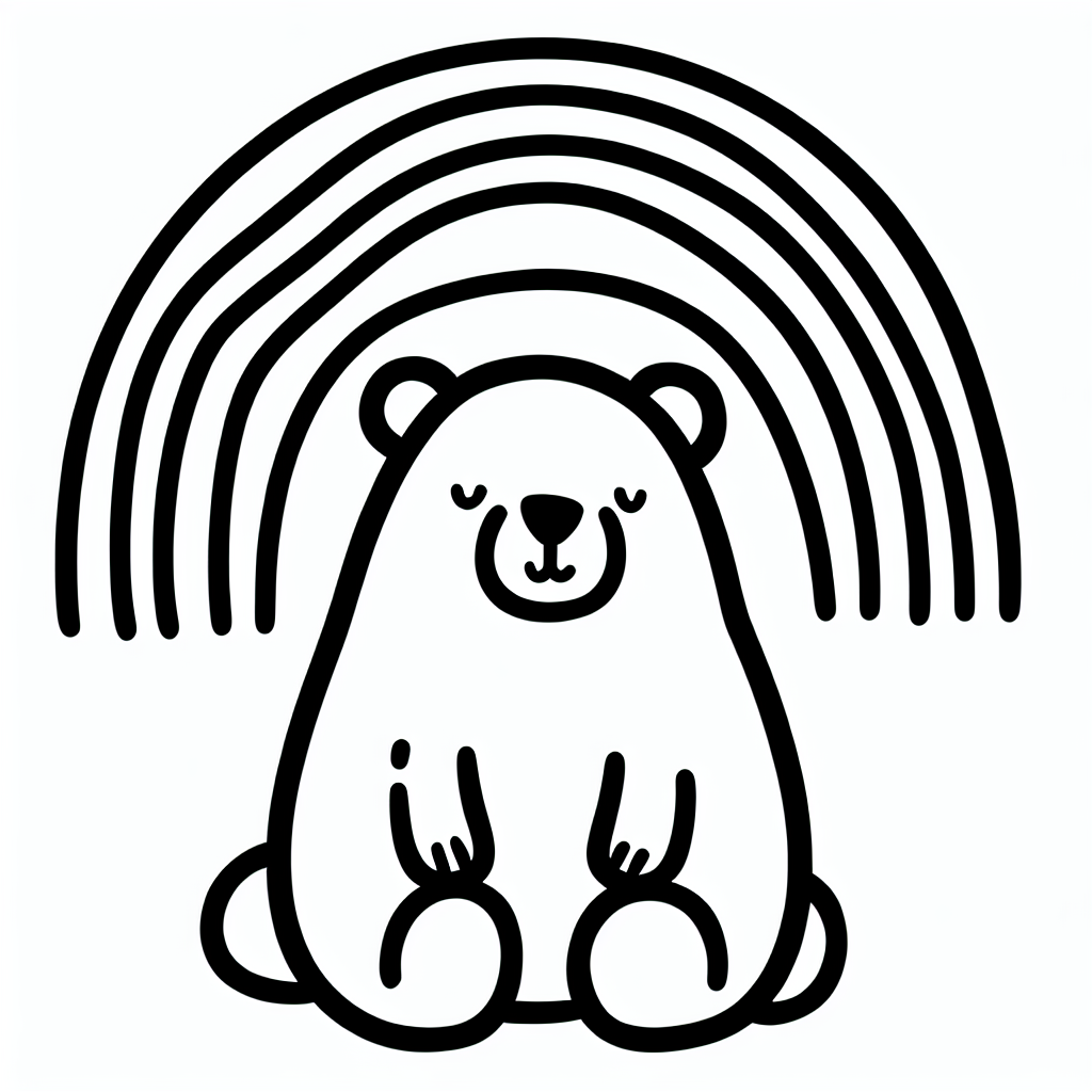 Bear With Rainbow Coloring Page