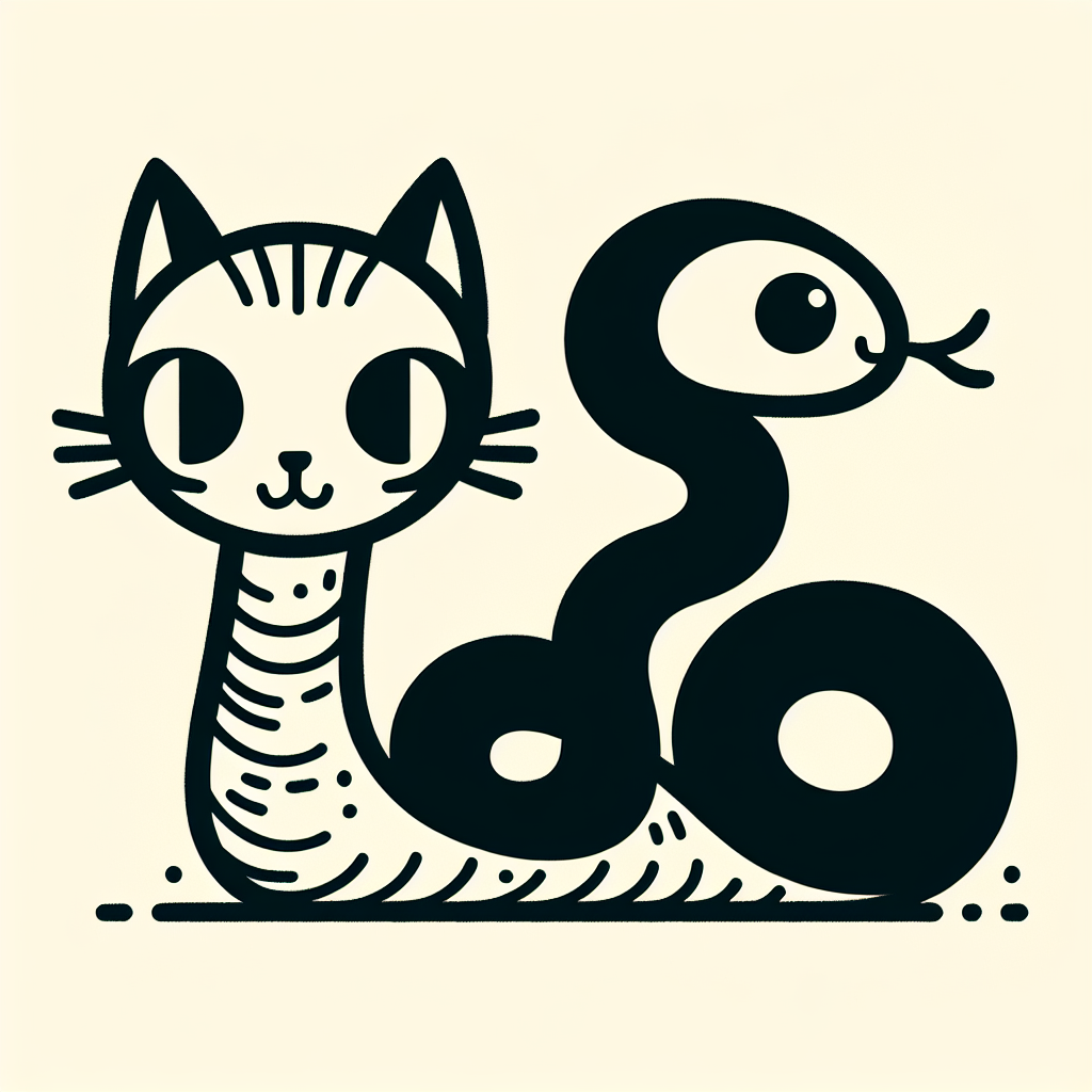 Cat With Snake Coloring Page | Free Printable