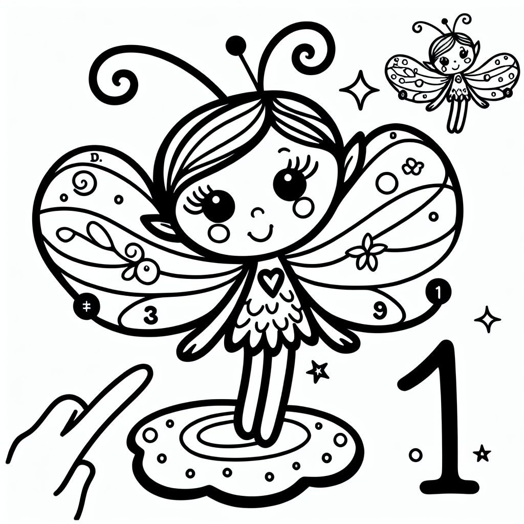 Fairy With Number 1 Coloring Page