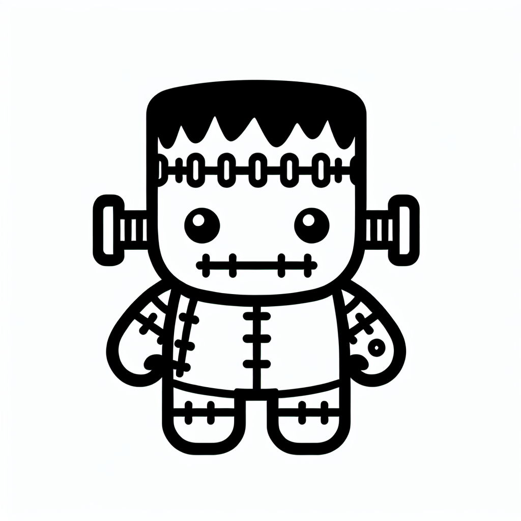Frankenstein With Nativity Coloring Page