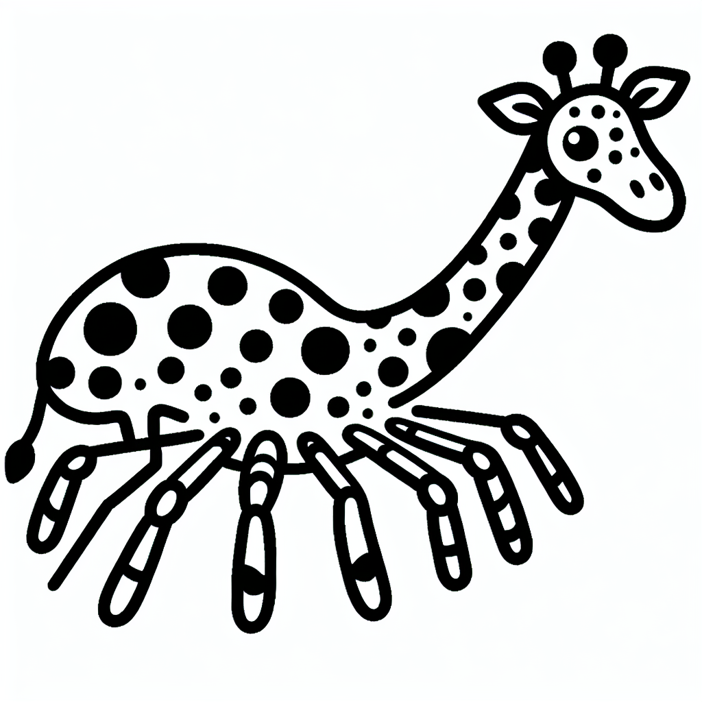 Giraffe With Spider Coloring Page