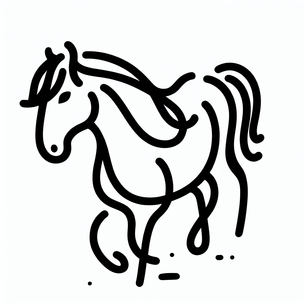 Horse With Number 1 Coloring Page