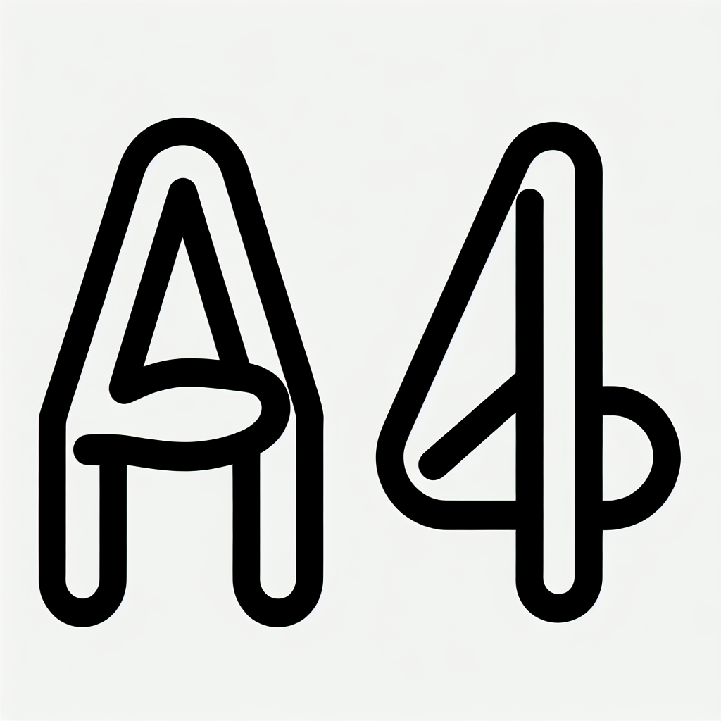 Letter A With Number 4 Coloring Page