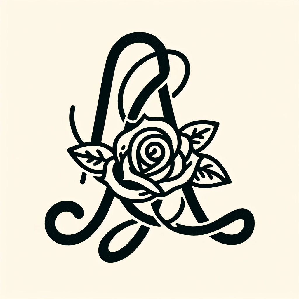 Letter A With Rose Coloring Page