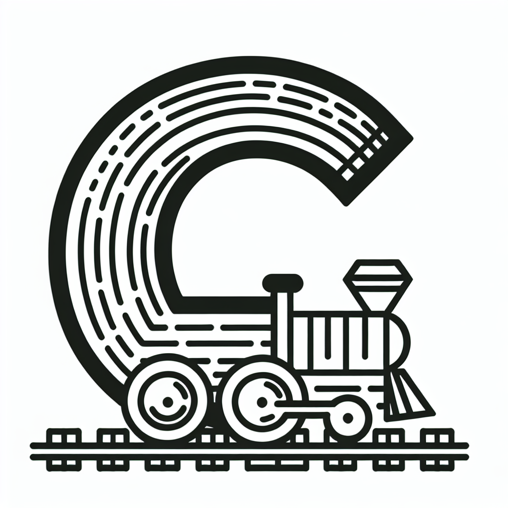 Letter C With Train Coloring Page