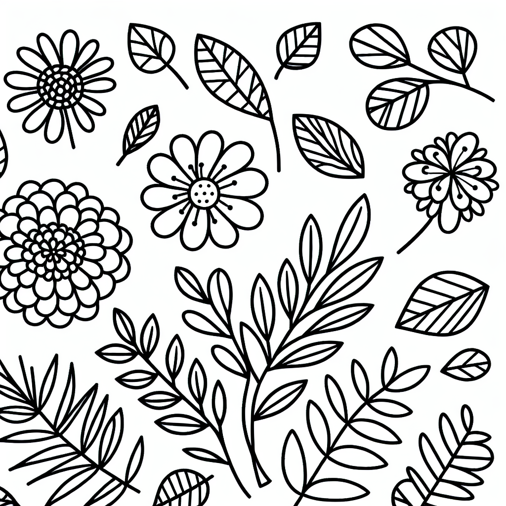 Shapes With Simple Flower Coloring Page | Free Printable