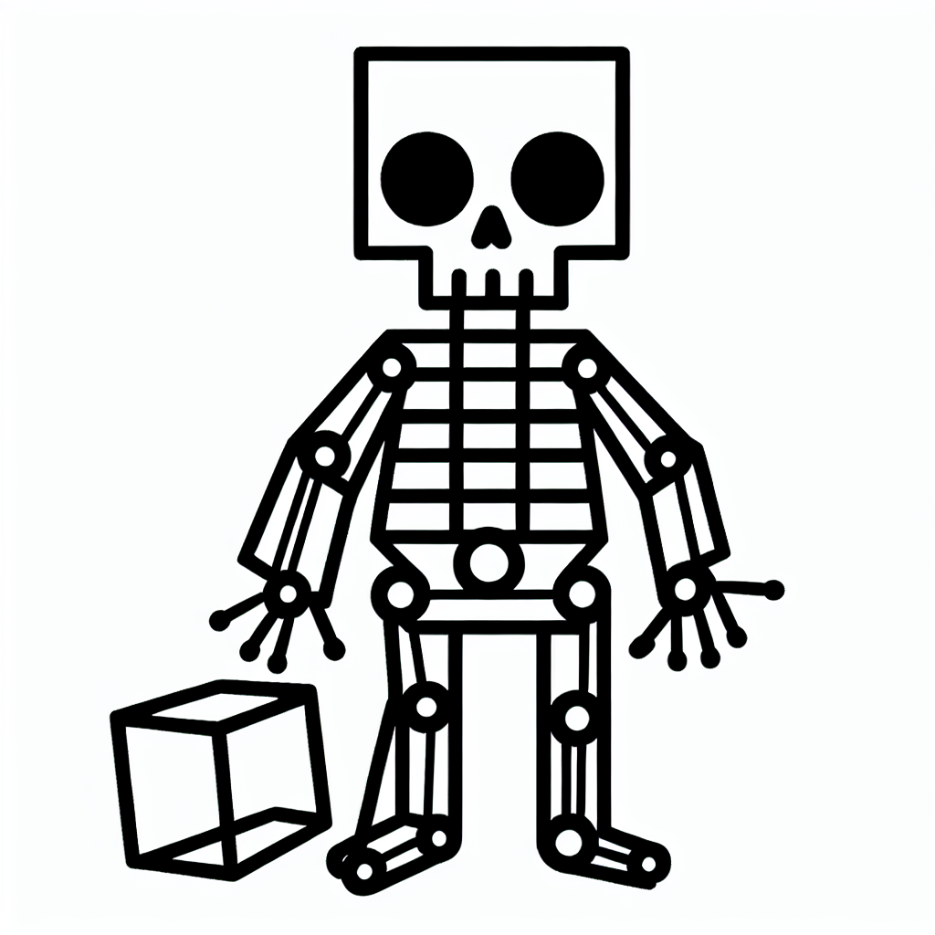 Skeleton With Square Coloring Page