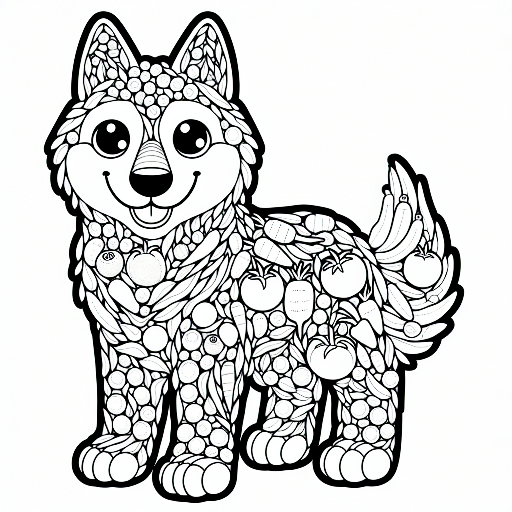 Vegetables With Wolf Coloring Page | Free Printable