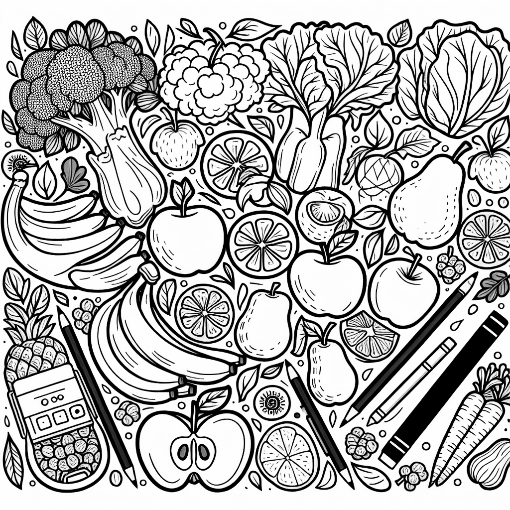 A Fruits And Vegetables Coloring Page