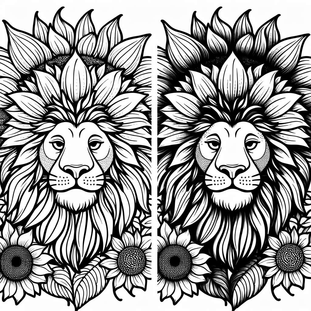 A Lion With A Sunflower Mane Coloring Page | Free Printable