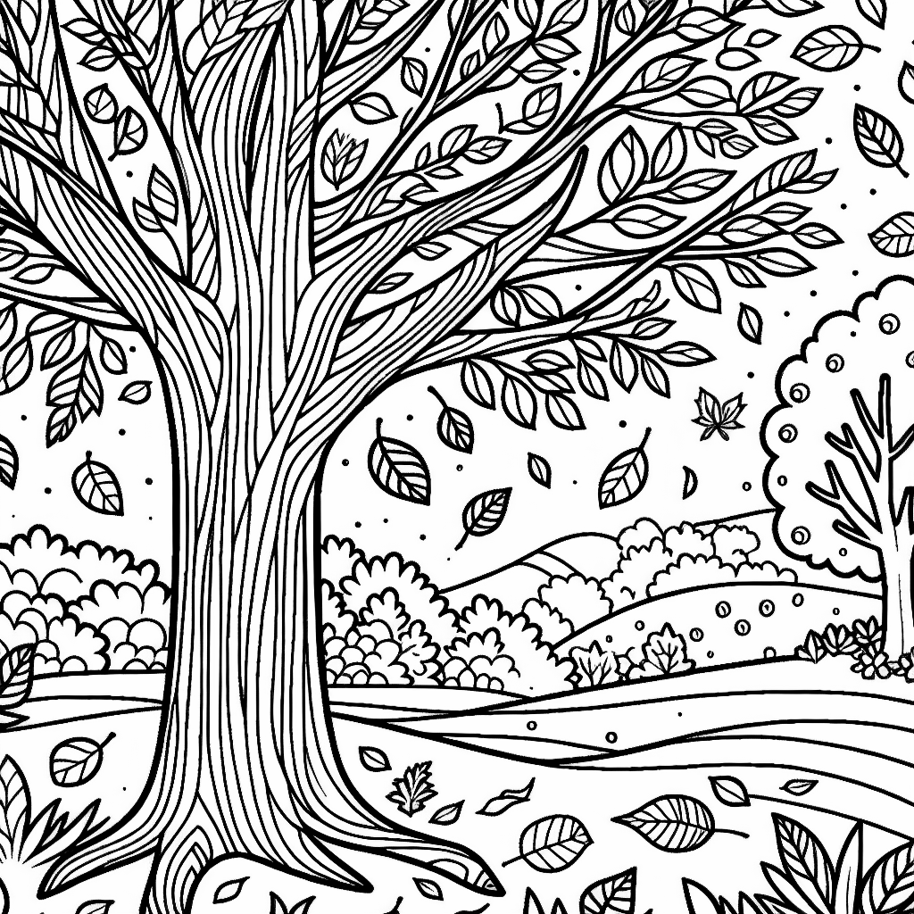 Autumn Tree Coloring Page