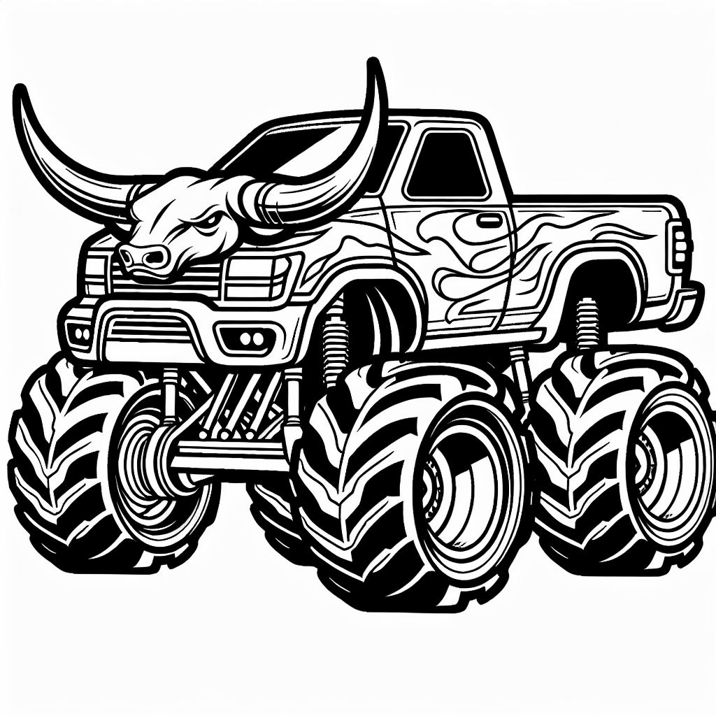 Bull Monster Truck Coloring Page | Free Printable