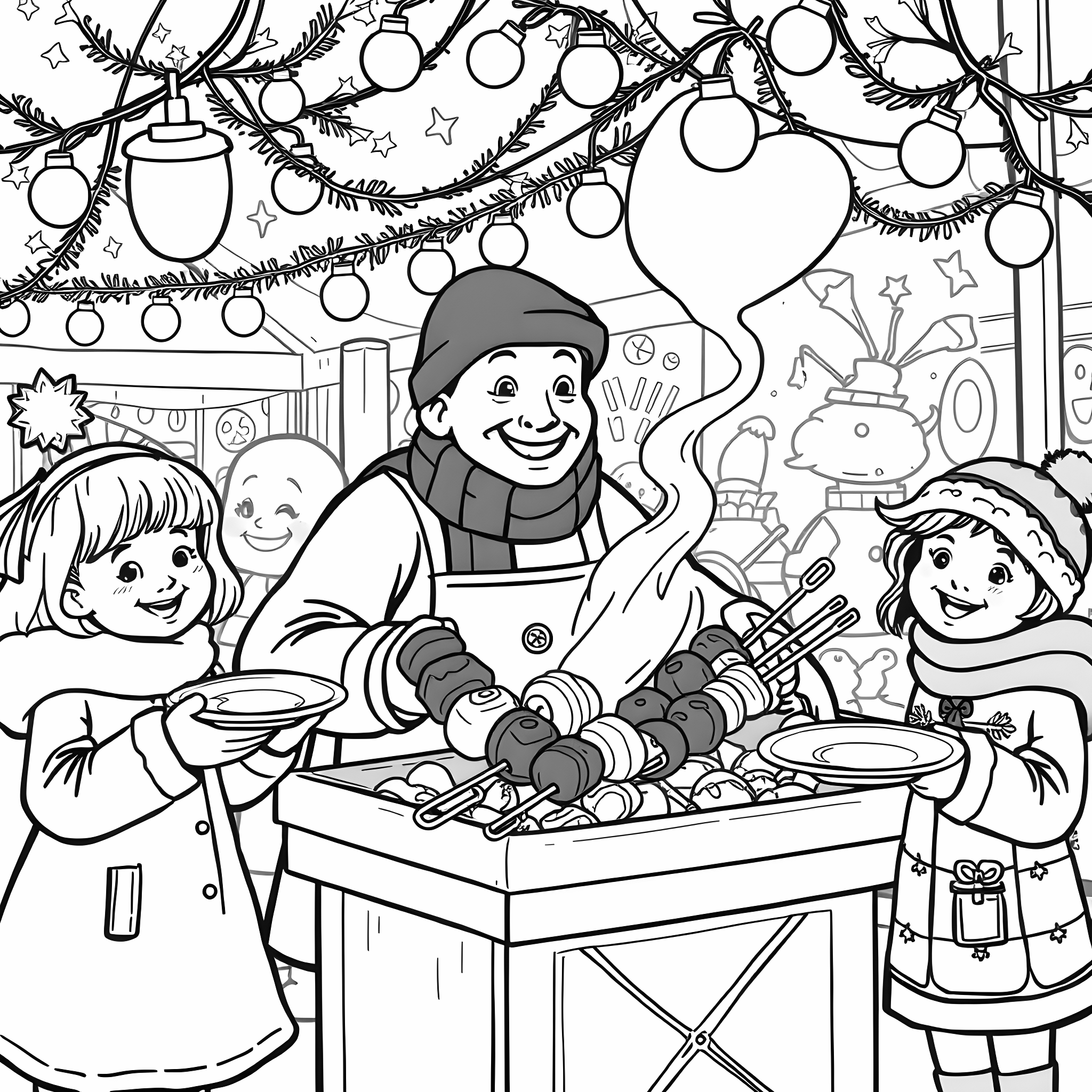 Christmas Kebab Coloring Page