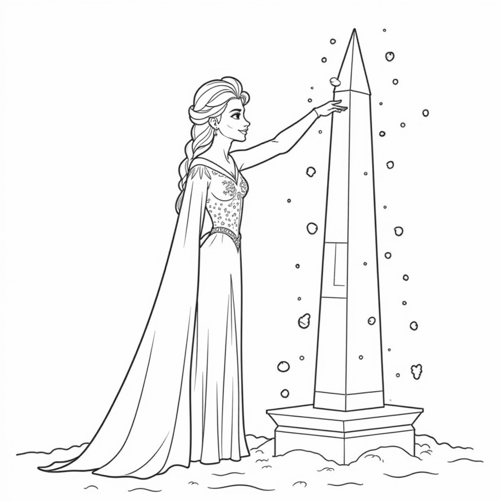 Elsa From Frozen Making Snow Fall On An Egyptian Coloring Page