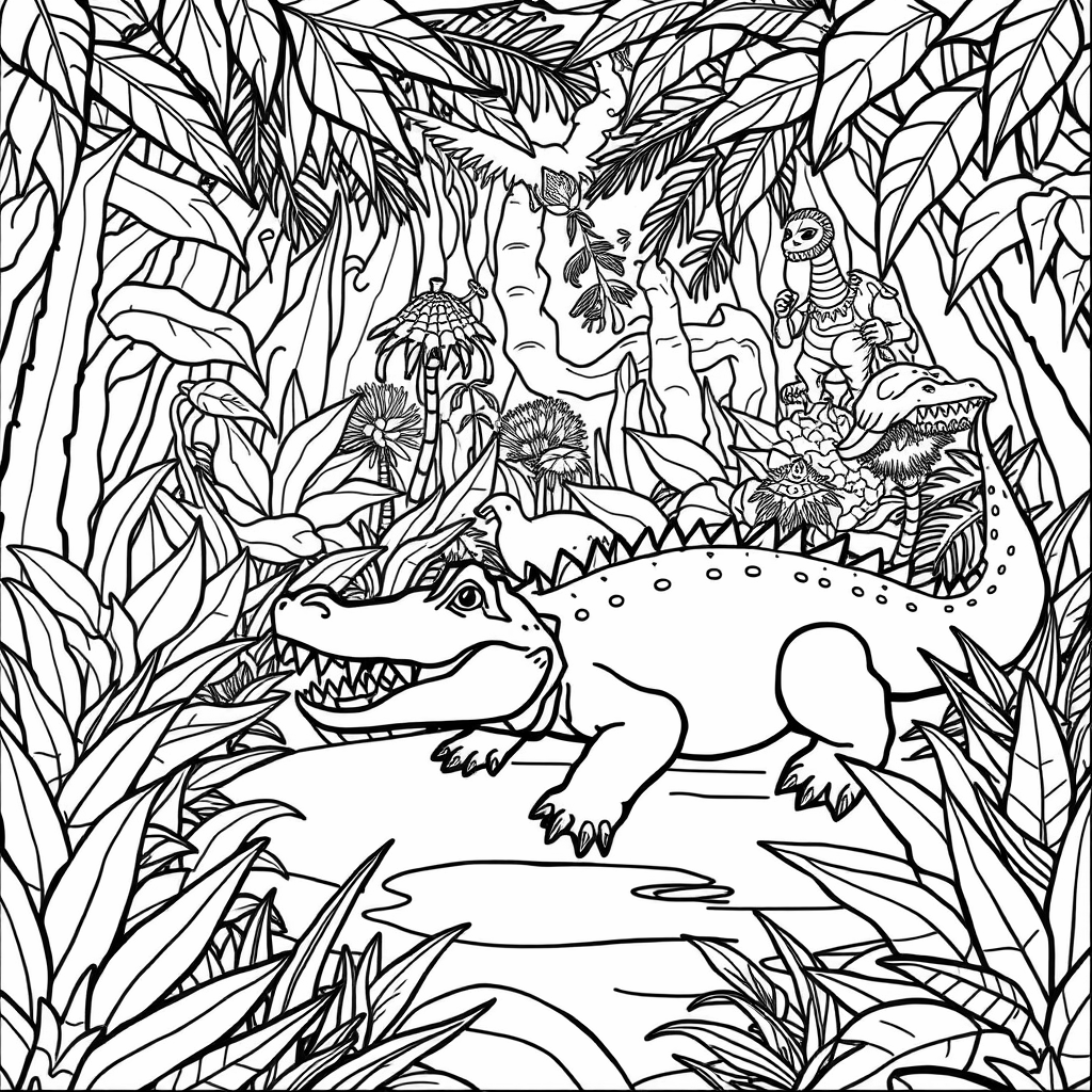 Evolution Crocodile Coloring Page