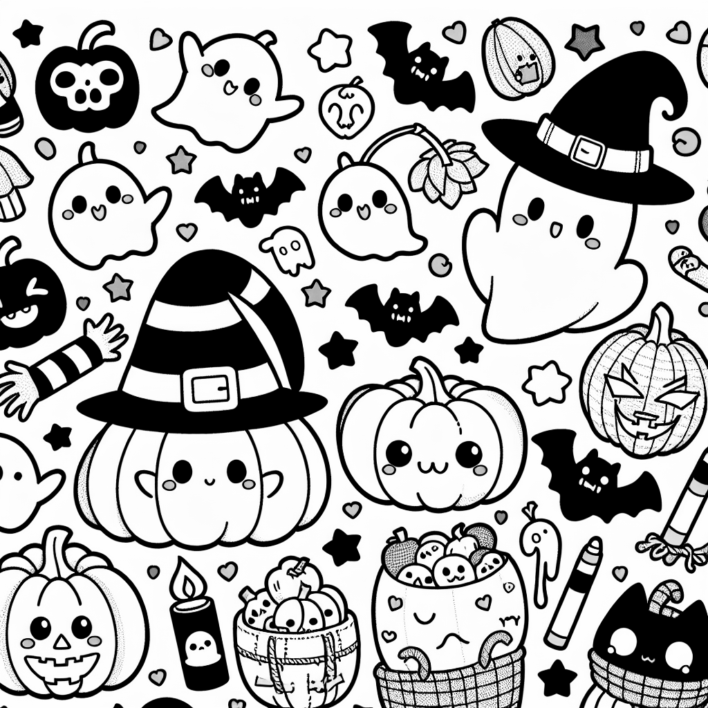 Kawaii Halloween Coloring Page