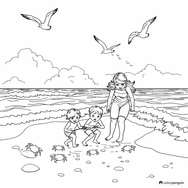 Beach Fun Coloring Sheets