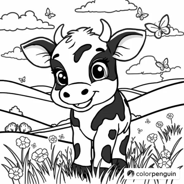Baby Cow Coloring Pages Adorable Cute Happy Baby Scottish Highland Cow