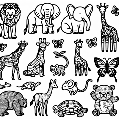 Animals With Number 10 Coloring Page