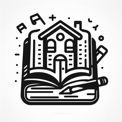 Book With School House Coloring Page