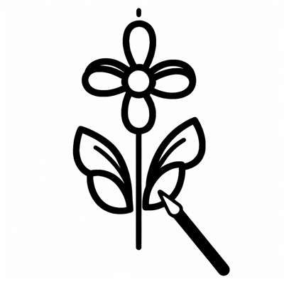 Cross With Simple Flower Coloring Page