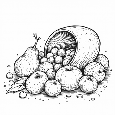 Fruit Spilled Colors Dancing Wildly Coloring Page | Free Printable