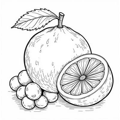 Grapefruit Rolled Off The Table Coloring Page