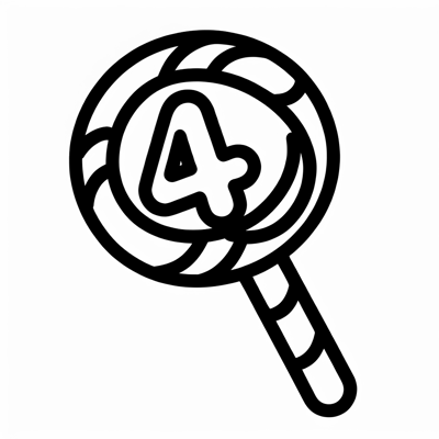 Lollipop With Number 4 Coloring Page