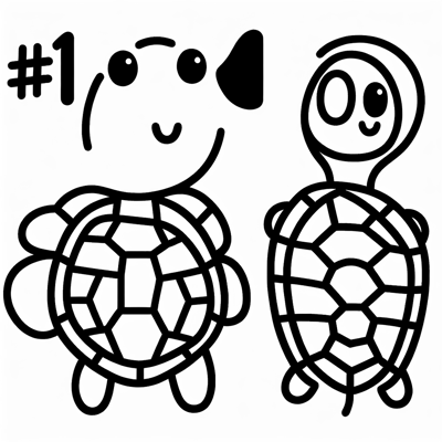Number 1 With Turtle Coloring Page
