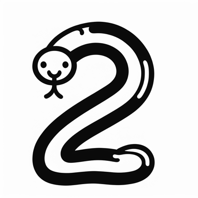 Number 2 With Snake Coloring Page