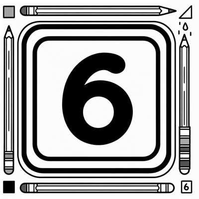 Number 6 With Square Coloring Page