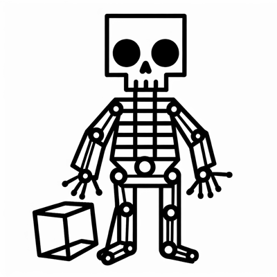 Skeleton With Square Coloring Page | Free Printable