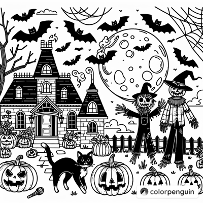 Creepy Halloween Collection Coloring Page
