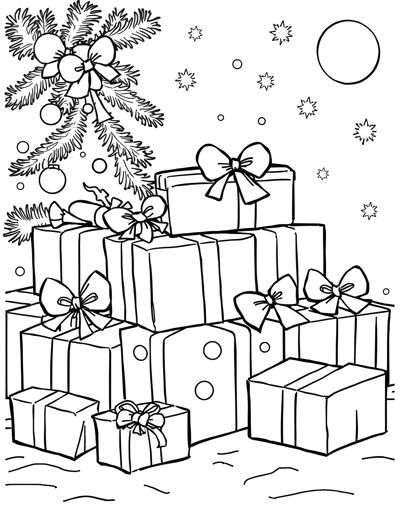 Christmas Packages Coloring Page
