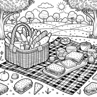 Picnic In The Park Coloring Page