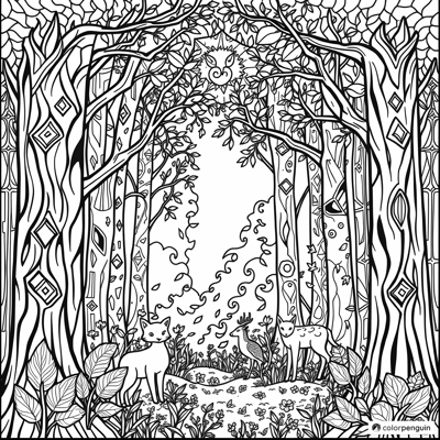 Awakening Forest Coloring Page