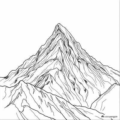 Simple Mountain Scene Coloring Page