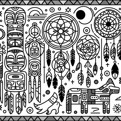 Native American Symbols Coloring Page