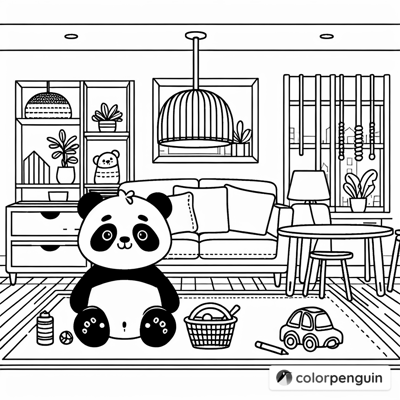 A Panda In An Apartment Coloring Page