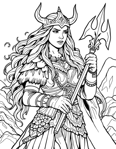 Viking Queen Coloring Page