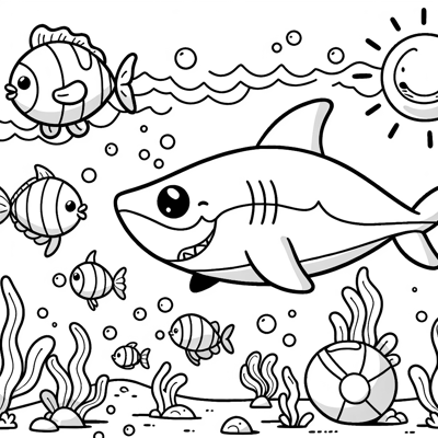 Shark Attack Coloring Page