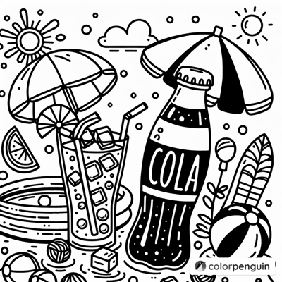 Summer Pool Party Refreshments Coloring Page