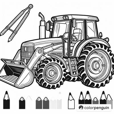 John Deere Tractor With Bucket Coloring Page