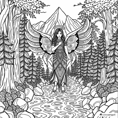 The Guardian Angel Of The Forest Coloring Page