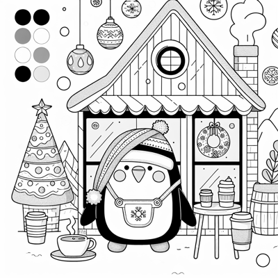 Create A Cozy Christmasthemed Coffee Shop... Coloring Page
