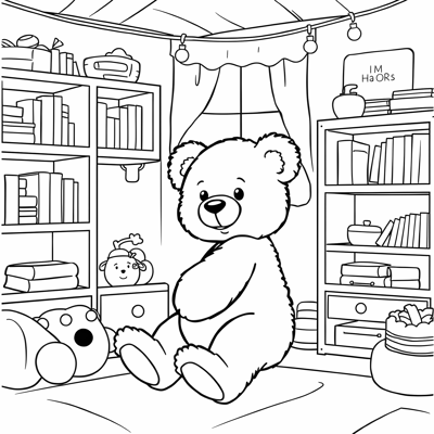 Teddy Turning Around Coloring Page