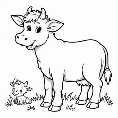 Cute Farm Animals Coloring Page For Toddlers Cow... Coloring Page