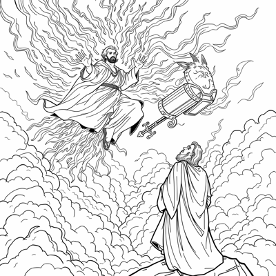 Prophet Elijah Was Taken Up To Heaven In A Chariot... Coloring Page