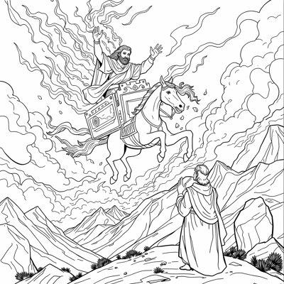 Elijah Was Taken Up To Heaven In A Chariot Of Fire... Coloring Page