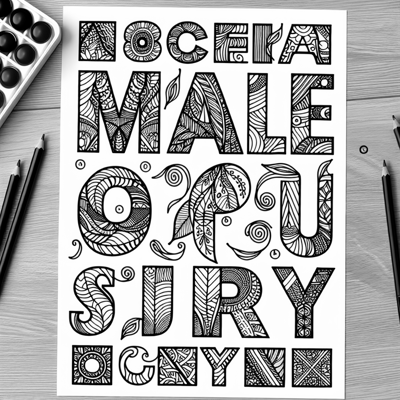 The Name Mallory Written In Different Fonts Coloring Page